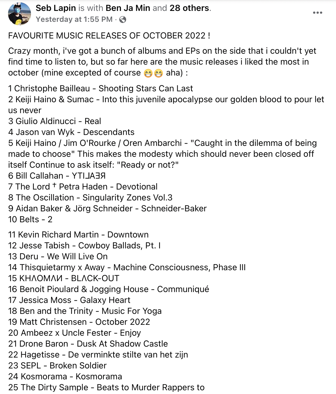 Hand'Solo Records » Blog Archive » Seb Lapin’s Top 50 of October 2022