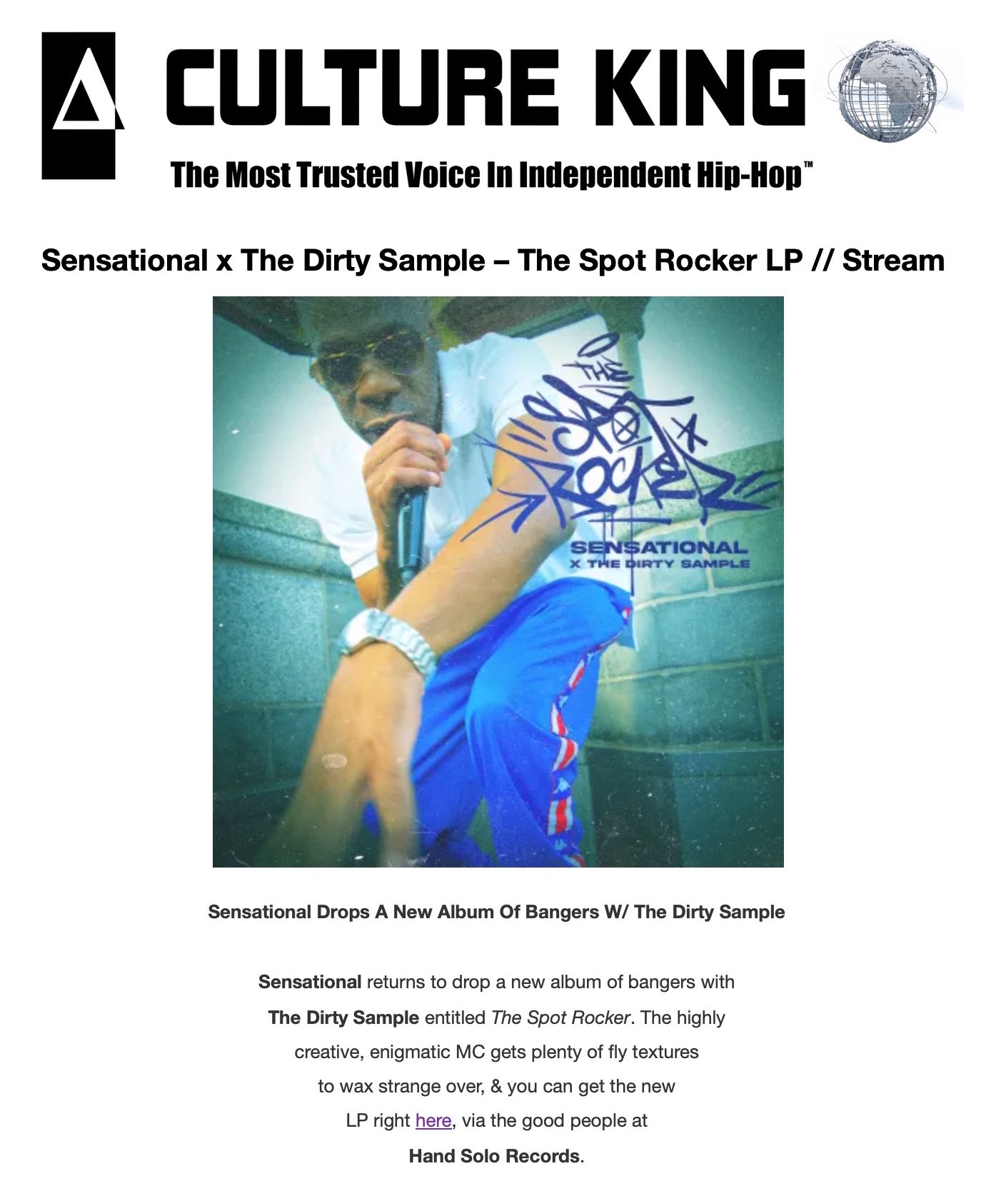 Hand'Solo Records » Blog Archive » Culture King mini-review of The Spot ...